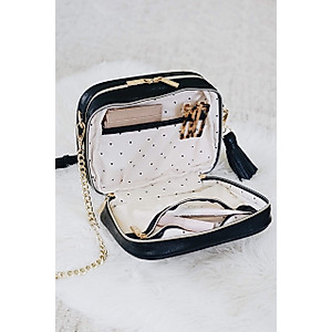 Chelsea + Cole for Itzy Ritzy Crossbody Diaper Bag - Includes 6 Pockets, Changing Pad & Tassel; Black with Sweetheart Print