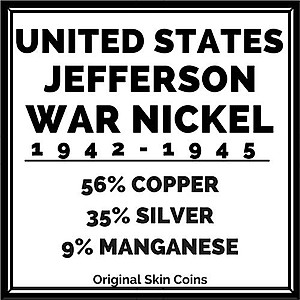 Old U.S. Nickels 3 Coin Collection Set - Liberty Head Nickel, Buffalo Nickel, Jefferson Silver War Nickel