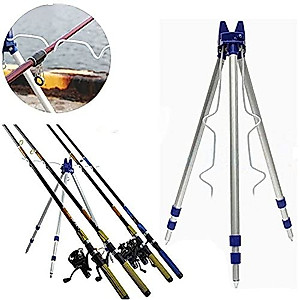 GOTOTOP Portable Fishing Rods Tripod Stand,Folding Fishing Rods Holder, Aluminum Alloy Telescopic Stand for Sea Beach Coarse Shore Tackle Telescopic Travel
