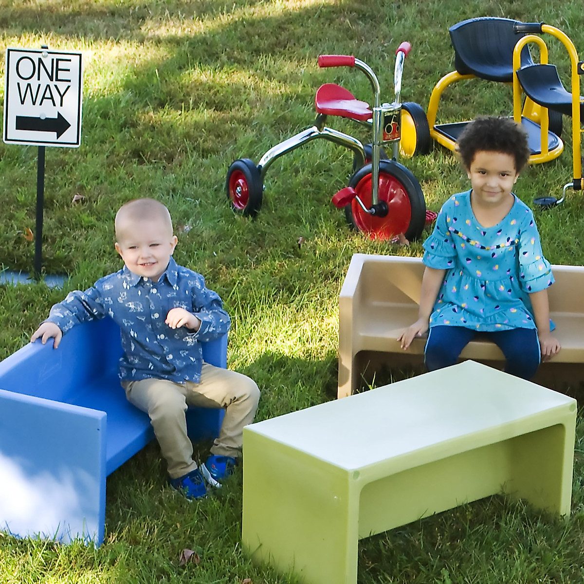 Children's Factory Adapta-Bench, CF910-056, Fern, Kids Flexible Seating, Classroom, Preschool and Daycare Furniture, Indoor or Outdoor Toddler Chairs