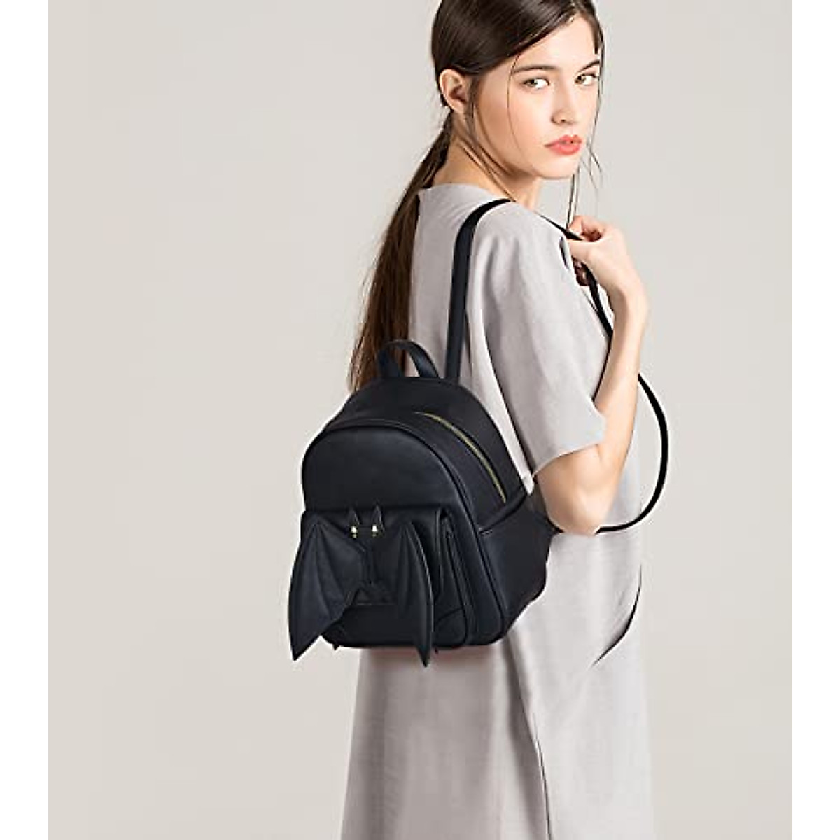 Mini Bat Purse Gothic: Leather Backpack Goth Backpack With Wings Mini Bookbags for Women Satchel Shoulder Daypack Black Fashion, Travel Halloween Goth Bag