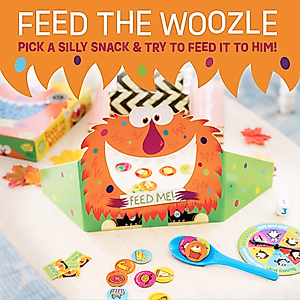 Peaceable Kingdom Feed The Woozle Cooperative Game for 2 to 5 Kids Ages 3+ - Learn Social Skills While Completing Physical Challenges