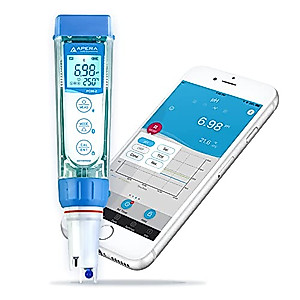Apera Instruments, LLC-AI3719 PC60-Z Bluetooth Multi-Parameter Smart Tester Powered by ZenTest Mobile App, Measuring pH/Conductivity/TDS/Salinity/Resistivity/Temp.