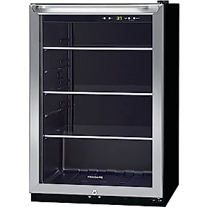 Frigidaire FRYB4623AS Beverage Center holds up to 138 12 oz. cans, Contemporary Handle Design, Electronic Temperature Control with LED Digital Display, Reversible Door Swing Option, in Silver