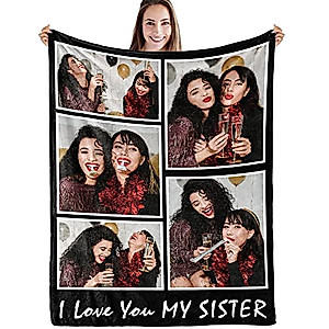 Yofair Gifts for Sister Customized Blankets with Photos Soft Plush Flannel Throw Personalized Blanket Unique Birthday Gifts for Sister from Brother, Sister