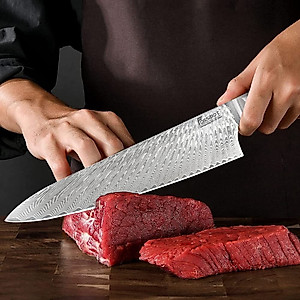 Damascus Chef Knife 8 Inch, Made of High Carbon VG10 Steel Damascus Kitchen Knife with Ergonomic Resin Wood Handle