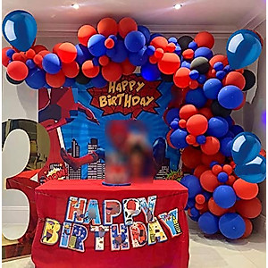 16.3 Feet Balloons Arch Garland Kit- 100PCS Blue Red Black Balloon Kit for Spider Theme Party Sleepover Party Baby Shower Birthday Decoration