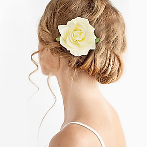 12PCS Elegant 4inch Rose Flower Hair Clips Hairpins Floral Brooches Pin Boho Hair Clip Rose Hair Accessories For Women Girls Lady Bridal