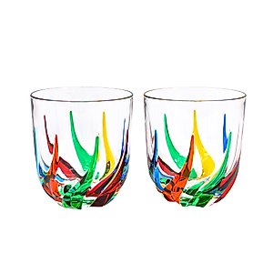 Italian Crystal Whiskey Glass Set of 2, 12 oz Glasses Thick Bottom Bourbon Glasses Old Fashioned Rocks Glass Tumbler for Scotch, Cocktail, Liquor, Home Bar Whiskey Gifts for Men