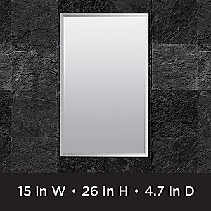 Zenith Aluminum Beveled Mirror Medicine Cabinet, 15 x 26 Inches, Frameless