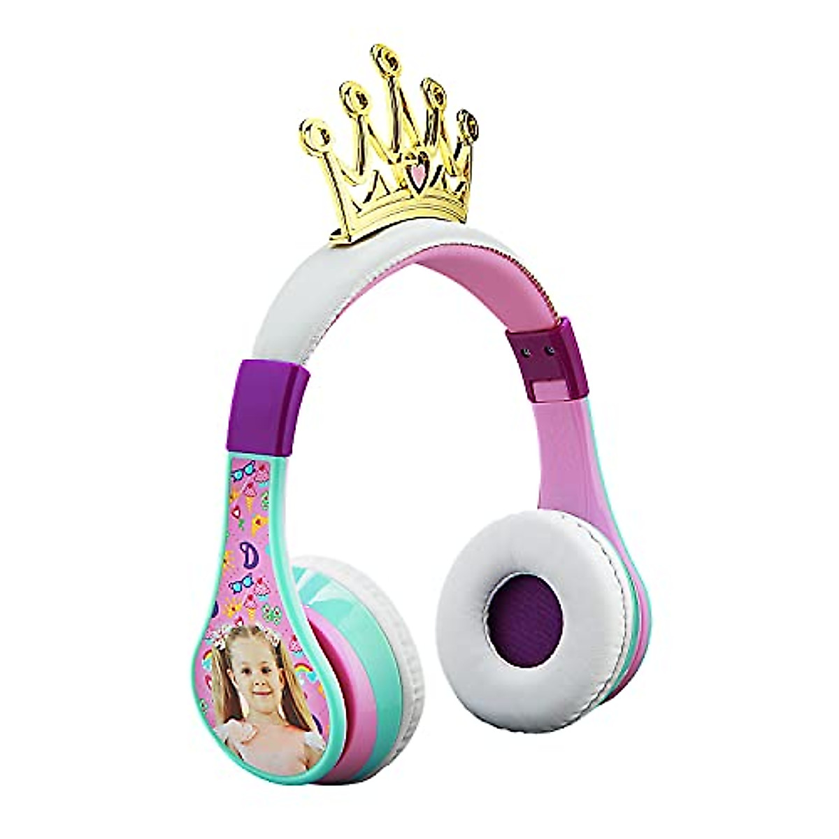 eKids Love Diana Kids Bluetooth Headphones, Wireless Headphones with Microphone Includes Aux Cord, Volume Reduced Kids Foldable Headphones for School, Home, or Travel