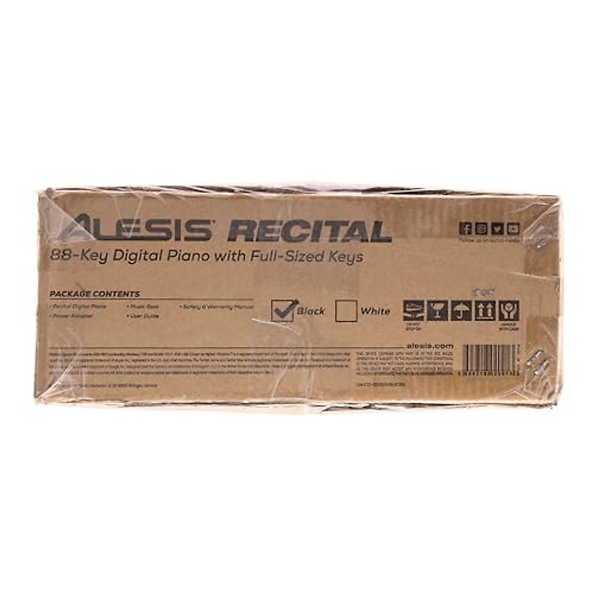 Alesis Recital – 88 Key Digital Piano Keyboard with Semi Weighted Keys, 2x20W Speakers, 5 Voices, Split, Layer and Lesson Mode, FX and Piano Lessons