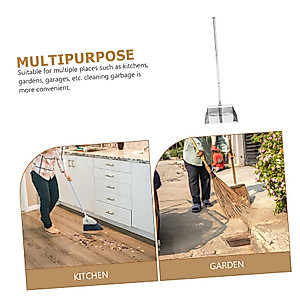 QUMIIRITY Stainless Steel Trash Shovel Kitchen Dustpan Kitchen Cleaning Floor Dustpan Upright Dustpan Handheld Scooper Industrial Dust Pan Jumbo Debris Pan Garage Dust Pan Garbage Can Silver