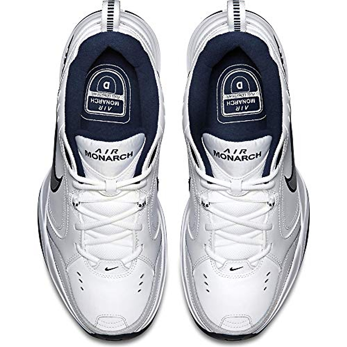 Nike Men's NIKE AIR MONARCH IV (4E) RUNNING SHOES -12; White / Metallic Silver-Midnight Navy