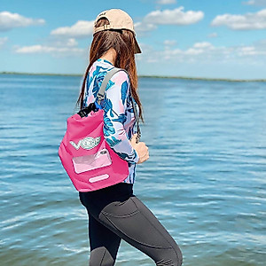 VOS Waterproof Premium Dry Bag - 5L | All-purpose Bag Lightweight Dry Storage Bag Backpack for Travel, Swimming, Boating, Kayaking, Camping, Beach (Pink)
