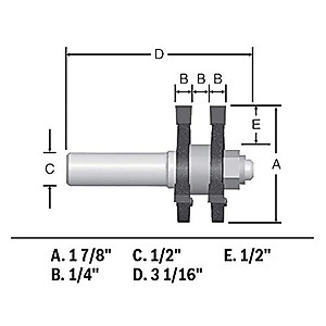 BOSCH 84624MC 1-7/8 In. x 1/4 In. Carbide-Tipped Tongue and Groove Router Bit