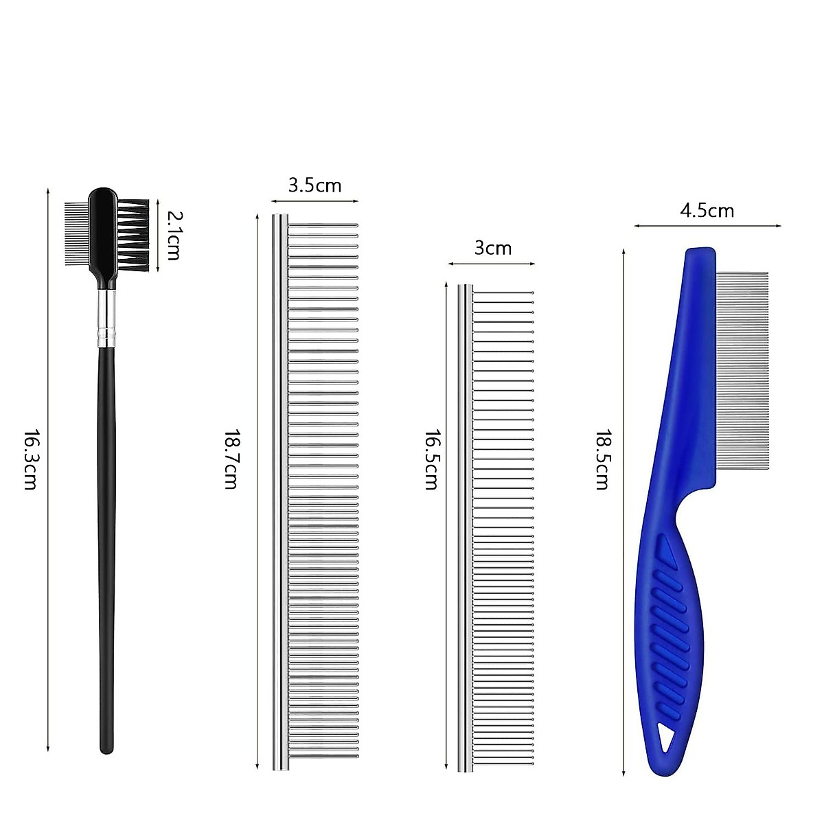 7 Pieces Dog Combs Kit, FAURAPMNG Stainless Steel Dog Cat Flea Lice Comb with Rounded Teeth, Pet Tear Stain Remover Comb, Professional Pet Grooming Tool for Small, Medium & Large Pets