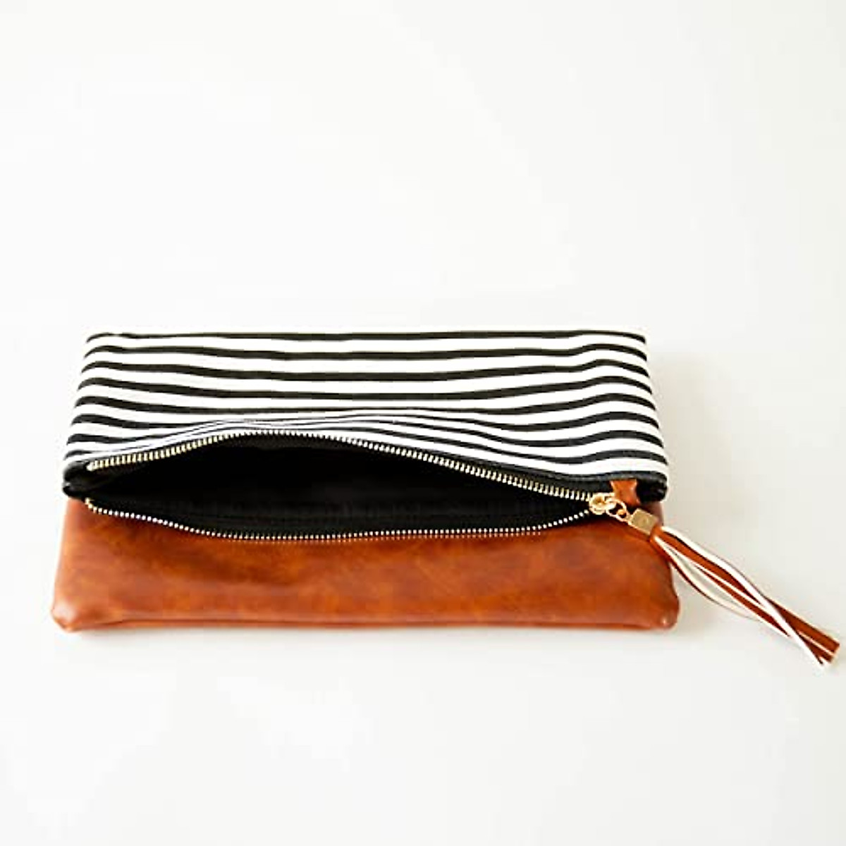 Funky Monkey Fashion Striped Wristlet Wallet Clutch Black & White, Foldover Style