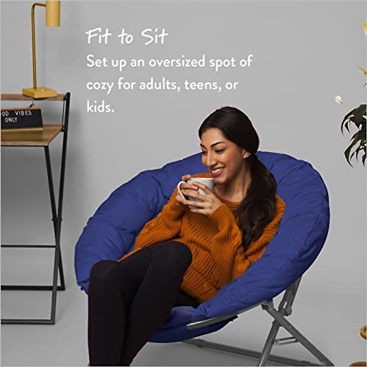 Urban Shop Oversized Polycanvas Saucer Chair, Navy