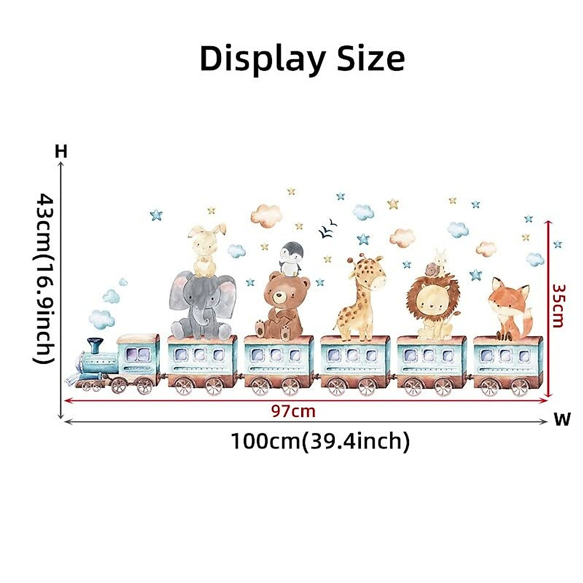 Baby Animals Train Cartoon Wall Stickers Vinyl Decal for Kids Room Decoration Boy Girl Nursery Bedroom Decor (Train)