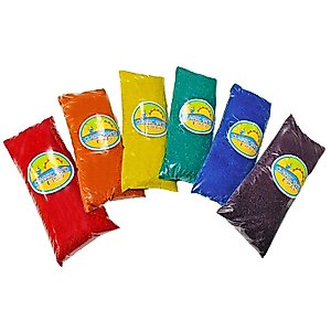Classic Sand and Play Colored Play Sand Multipack, 6 Pack of 2.5 lb. Bags, Fun for Building, Sandbox, Therapy Tables, Arts and Crafts Use, Stimulate Sensory Skills, Stainless Color
