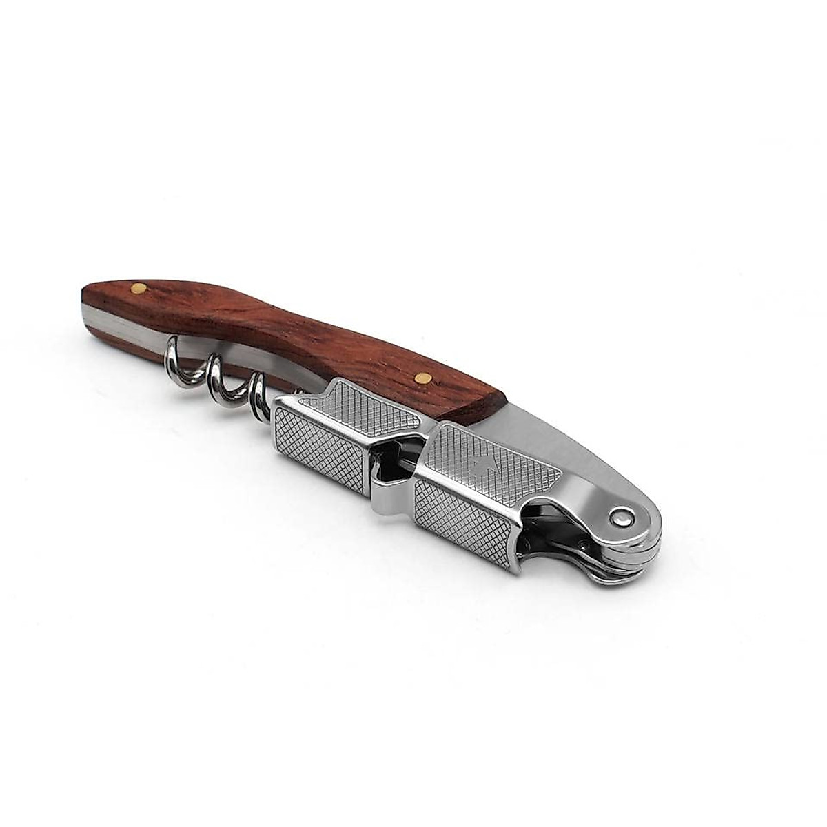 Wine Opener - Professional Corkscrew for Wine Bottles w/Foil Cutter and Cap Remover - Manual Wine Key for Servers, Waiters, Bartenders and Home Use. With its leather pouch.