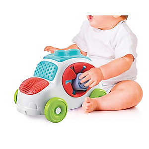 Clementoni- Soft Clemmy Sensory Car: Fun & Developmental Play for Babies & Toddlers, Stimulating Textures, Shapes & Stacking Blocks - Multicolored (6+ Months)