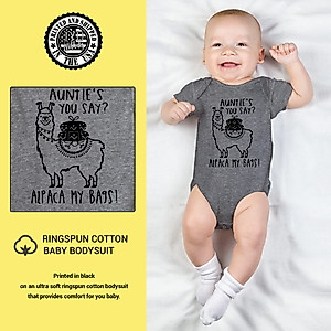 Auntie's You Say Alpaca My Bags Baby Boy Girl Clothes Llama Funny Announcement Shower Bodysuit Romper (6 Months) Heather Gray