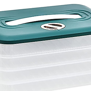 JISADER Large Storage Container for, 4-layer Food Grade Food Containers, Leak-proof, Stackable for Fish Eggs, Green