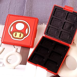 UFOPETIE Game Card Case Storage Box for Switch Game Cards Mario Games Up to 12 Games,for Nintendo Switch Game Card Case Cube for Nintendo Switch Game Storage Box Mario Mushroom