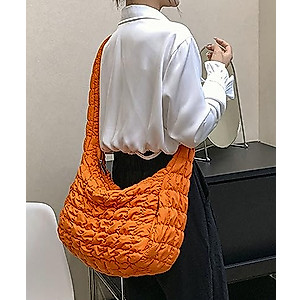 Women Quilted Tote Bag Large Capacity Crossbody Puffer Lightweight Padding Shoulder Bag Hobo Satchel Handbag Zip Purse