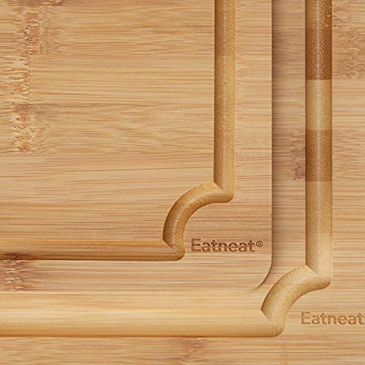 EatNeat Extra Large Bamboo Cutting Board Set- Luxury Kitchen and BBQ Chopping Board with Juice Grooves for Meat Carving, Fruits, and Vegetables- One XL 18 x 12-Inch and One 10 x 8-Inch