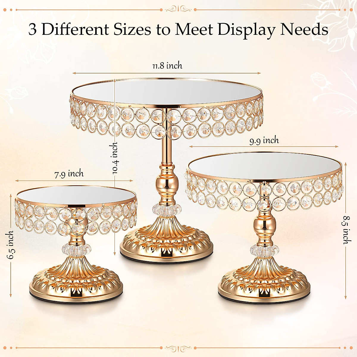 6 Pieces Gold Cake Stand Gold Round Dessert Stands Dessert Table Display Cupcake Display Stands Cake Pedestal Holder for Baby Shower Wedding Birthday Celebration Party Home Decor
