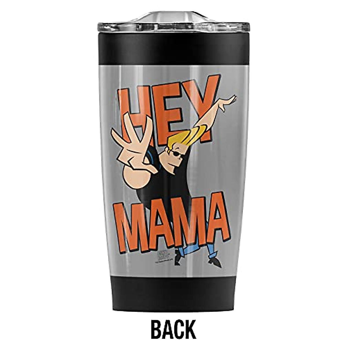 Logovision Johnny Bravo Hey Mama Stainless Steel Tumbler 20 oz Coffee Travel Mug/Cup, Vacuum Insulated & Double Wall with Leakproof Sliding Lid | Great for Hot Drinks and Cold Beverages