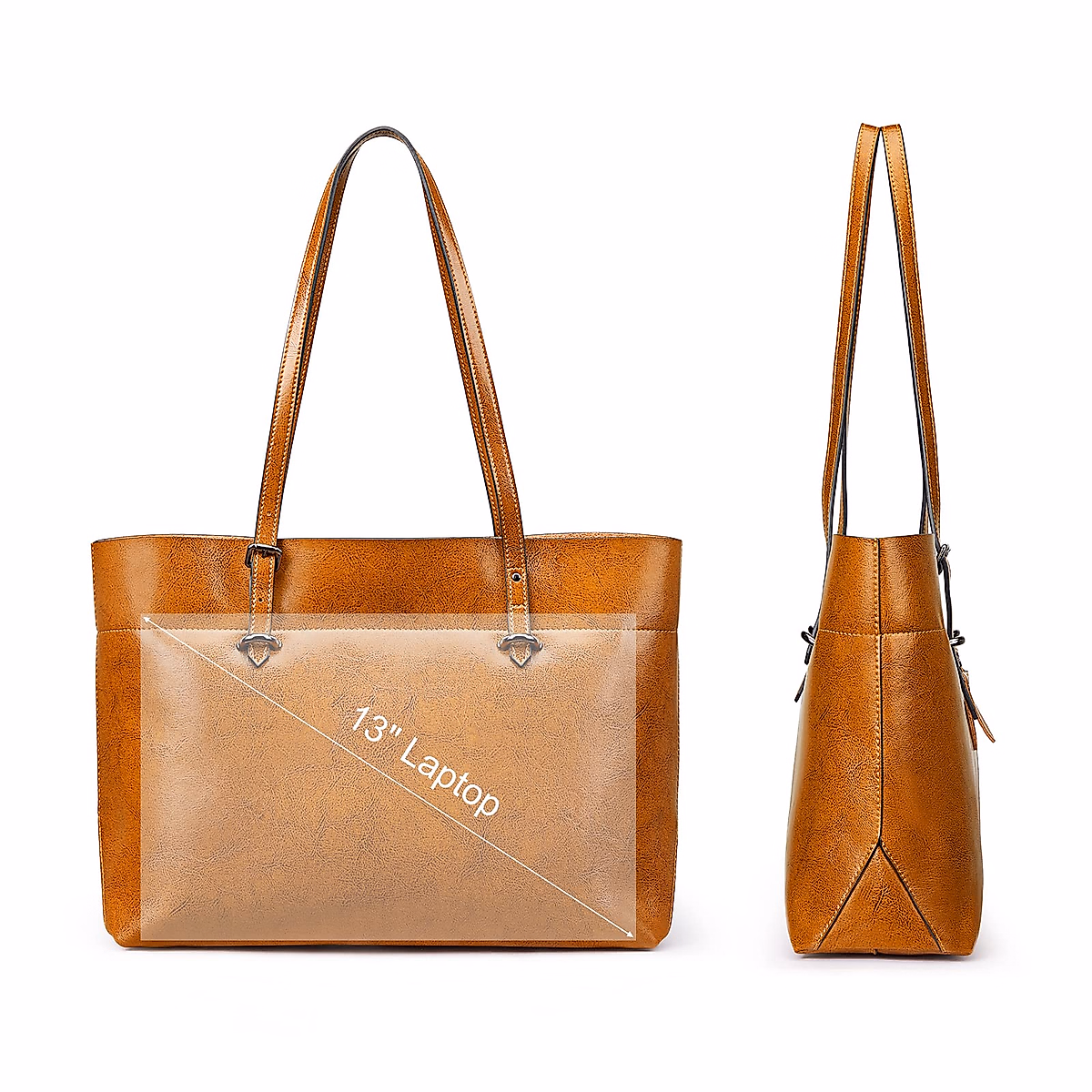 S-ZONE Women Vintage Genuine Leather Tote Shoulder Bag Handbag Upgraded Version Medium