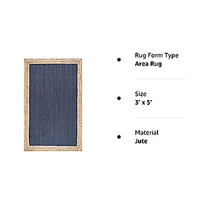 nuLOOM Eleonora Hand Woven Jute Area Rug, 3' x 5', Blue