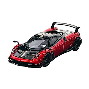 Pagani Huayra BC Rosso Dubai Red Metallic and Black with Silver Stripes Global64 Series 1/64 Diecast Model Car by Tarmac Works T64G-TL014-RE