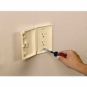 Child Be Safe, Baby Toddler Pet Resistant Electrical Safety Cover Guard for Home and Business, Made in USA, Compatible with Decora Leviton Legrand, Modern Wide Outlet Switch (1 Count, Ivory)