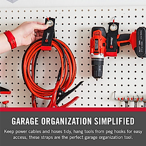 VELCRO Brand Easy Hang Extension Cord Holder Organizer Variety Pack | Holds 60-100lbs, Heavy Duty Straps Fit Easily on Hooks or Nails | Perfect for Garage Organization | 3-pk 10",14" and 18", Black