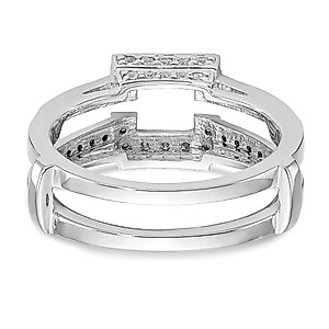 Size 7 - Solid 14k White Gold Black & White Diamond Ring Guard (9mm) (.43ct.)