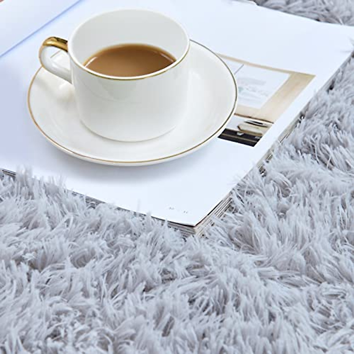 duduta Grey Soft Fluffy Rug 5x8 ft, Shag Fuzzy Plush Rectangle Carpet for Bedroom Nursery Living Room Home Decor