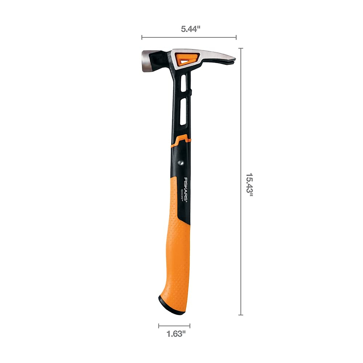 Fiskars 750230-1001 IsoCore 20 oz General Use Hammer, Carpenter Tools, Softgrip, Magnetic Nail Starter Groove, 15.5 inch,Black/Orange