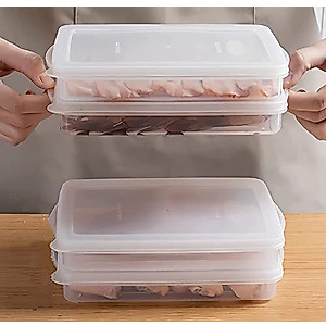 2 Pack Plastic Bacon Box, Deli Meat Saver Cold Cuts Fridge Keeper, Cheese Food Storage Container with Lid for Refrigerator, Shallow Low Profile Christmas Cookie Holder