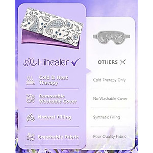 Hihealer Weighted Eye Mask for Sleeping, 5x9 Inches with Lavender Aromatherapy - Moist Heat Eye Compress, Eye Pillow for Yoga, Meditation, and Headache Relief, Relaxation Gift for Women