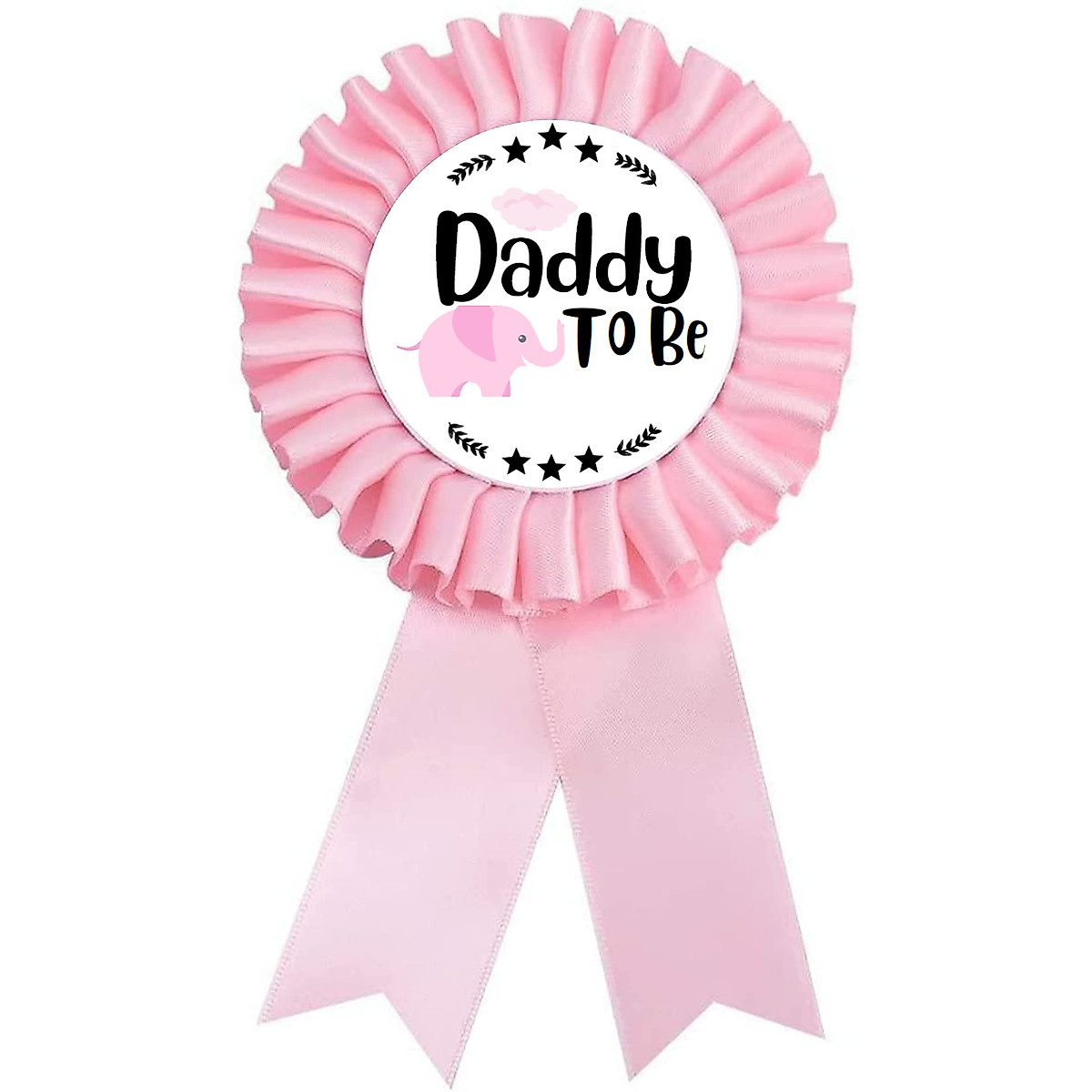 HAPPYLAND Baby Girl Shower Decorations Pink Baby Elephant Set Tinplates Badge Mommy to Be and Daddy to Be Baby Shower