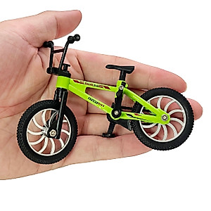 Metal Finger Bike Mountain Bike Toys Functional Kids Finger Bicycle Mini Finger BMX Set Gift for Kid (Green)