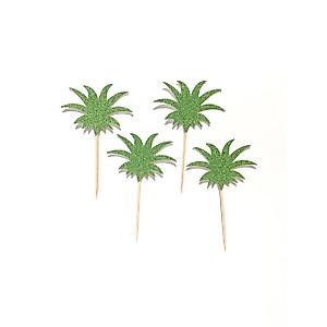 12 pcs pineapple head cupcake topper green glitter luau tropical party birthday baby shower wedding summer theme