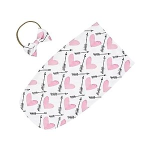 GUAGLL Newborn Sleeping Bag Bow Headband Flower Pattern Warm Sleeping Blanket Two-Piece Set