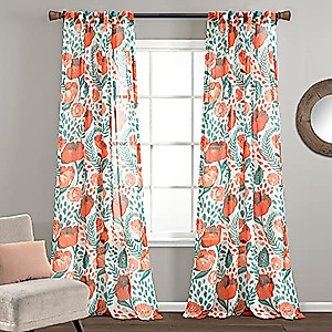 Lush Decor Pair Poppy Garden Sheer Window Curtain Panels Multi 52X84 Set, 84" Long x 52" Wide