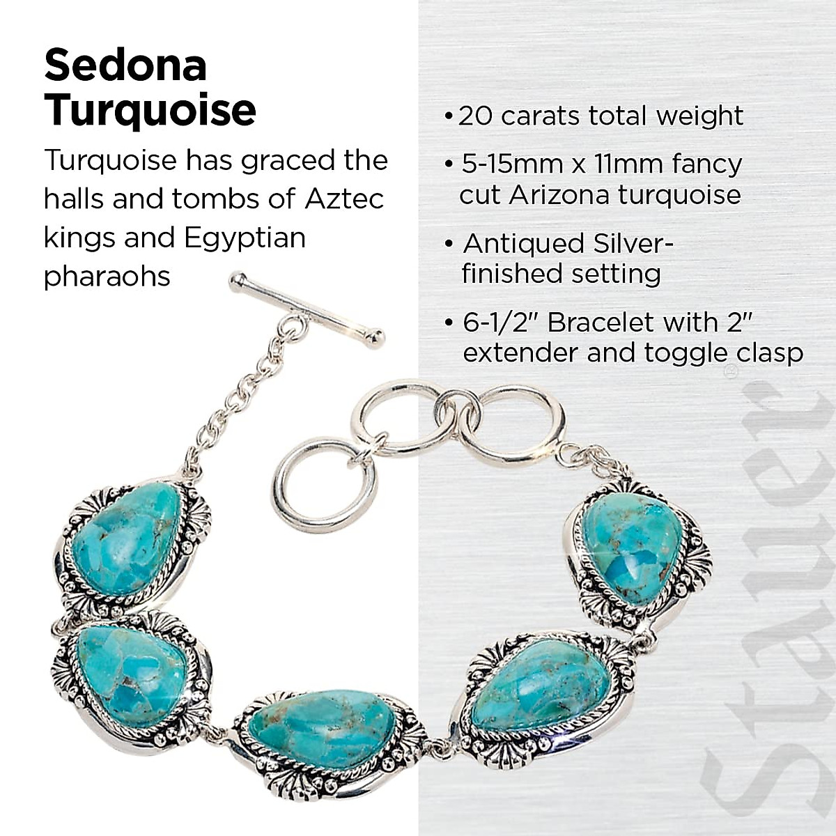 Stauer Sedona Turquoise Genuine Arizona Turquoise Jewelry Earring Set (Bracelet)
